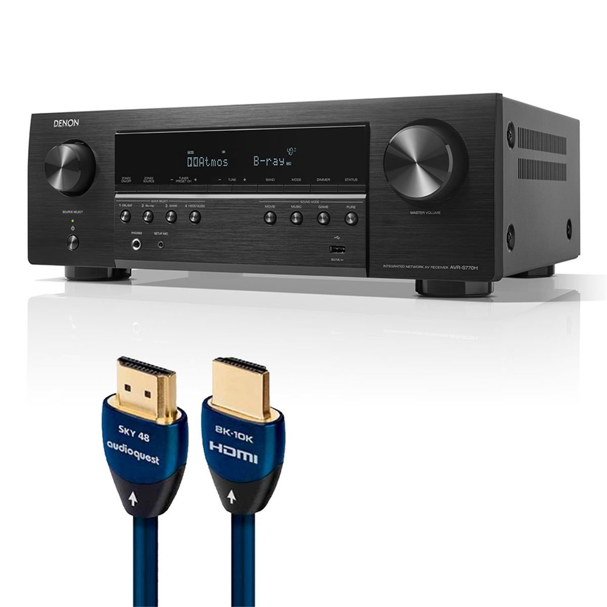 Denon AVR-S770H 7.2 Channel 8K Home Receiver with AudioQuest SKY 3m HD ...