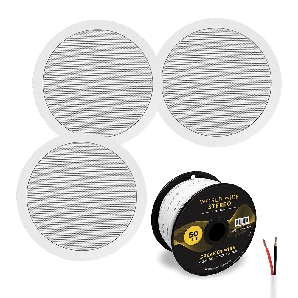 Polk Audio MC 60 6.5 Inch In Ceiling Speaker Cable Bundle (3 Pack ...